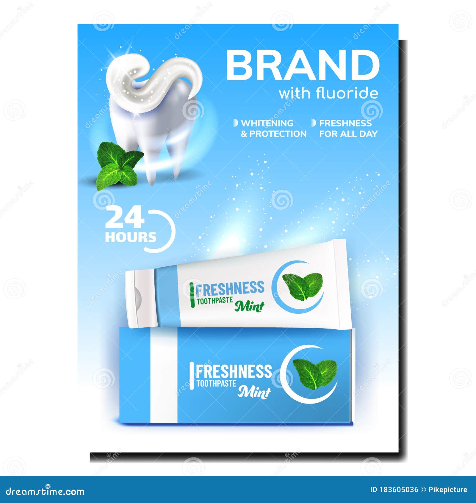 Toothpaste Tooth Protection Promo Poster Vector Stock Vector ...
