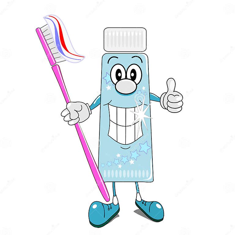 Toothpaste & Toothbrush Cartoon Stock Vector - Illustration of funny ...