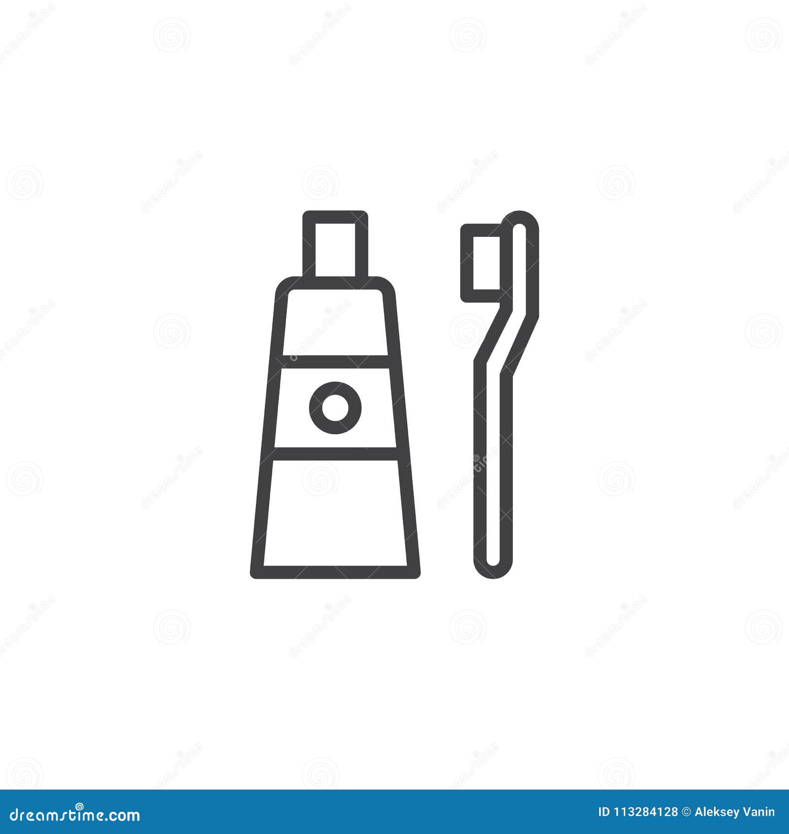 Toothpaste and Toothbrush Outline Icon Stock Vector - Illustration of ...