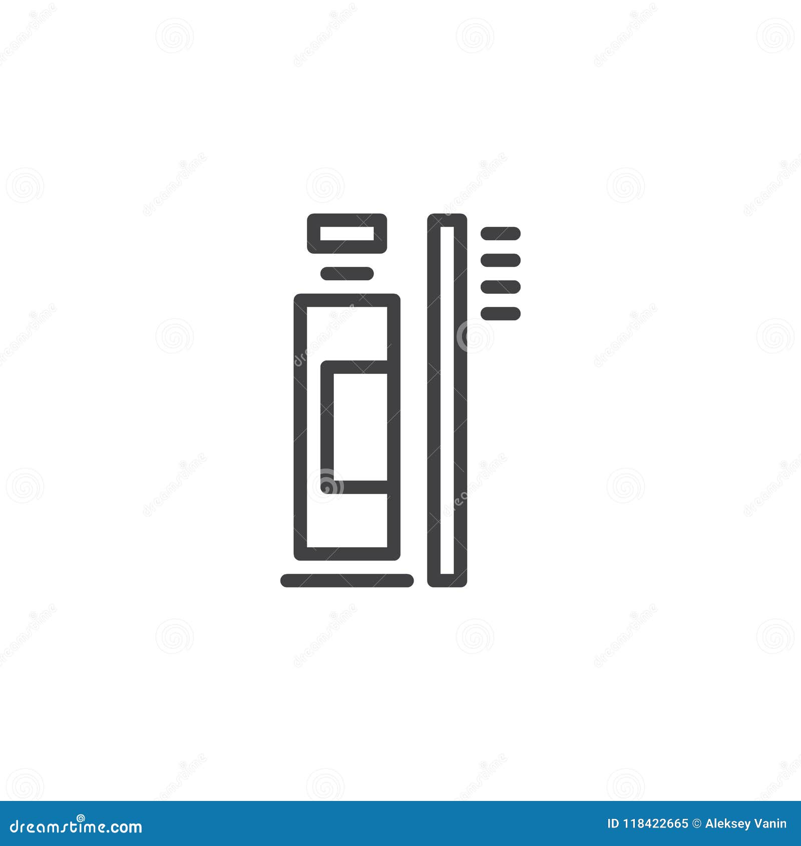 Toothpaste and Toothbrush Outline Icon Stock Vector - Illustration of ...