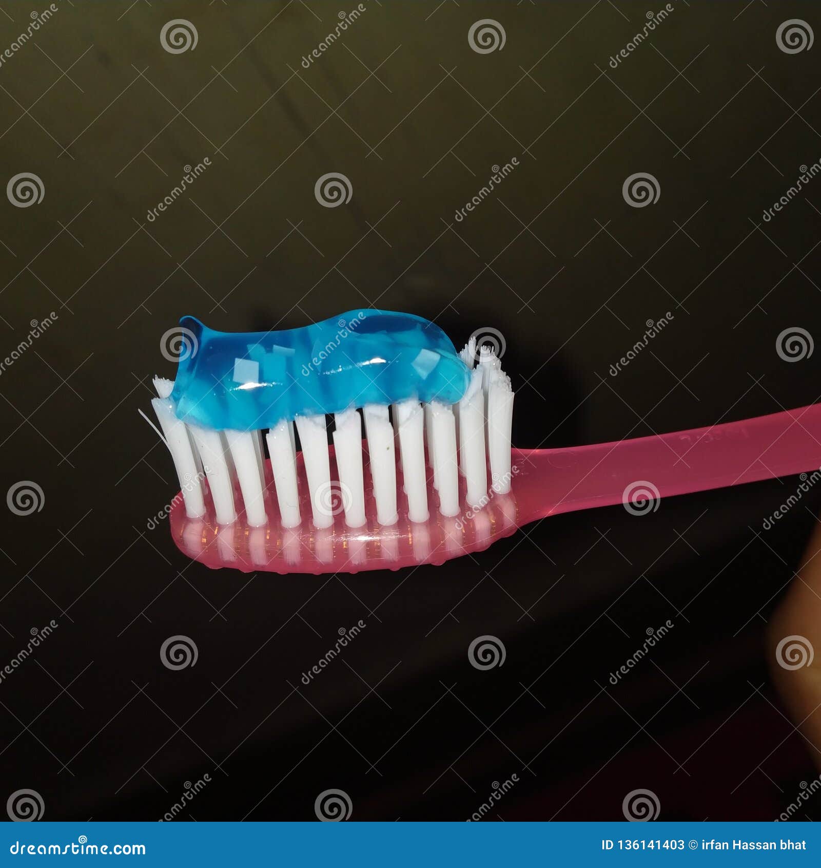 Toothbrush with Blue Paste stock image. Image of teeth - 136141403