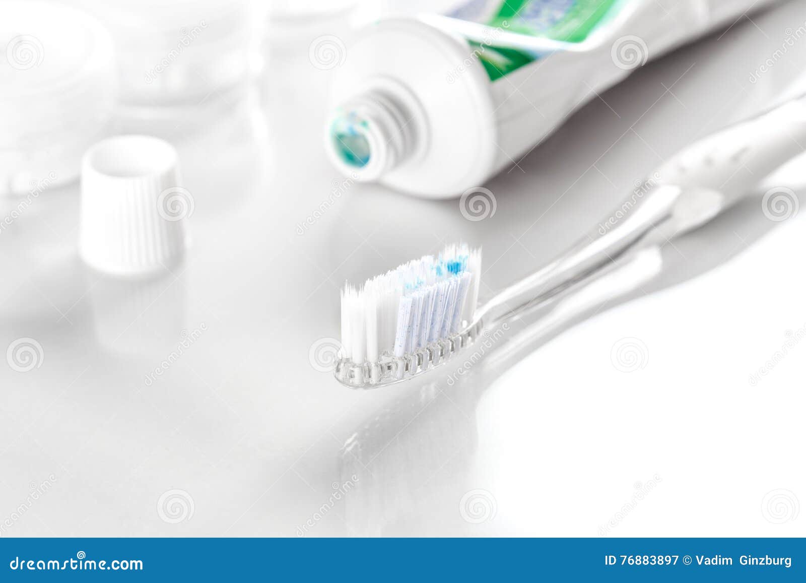 Toothpaste and Toothbrush on White Background Stock Image - Image of ...