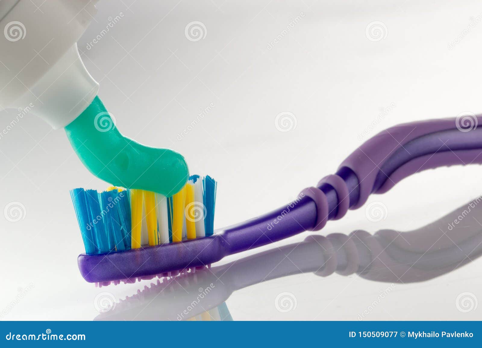 Toothpaste on a Toothbrush on a White Background Stock Image - Image of ...