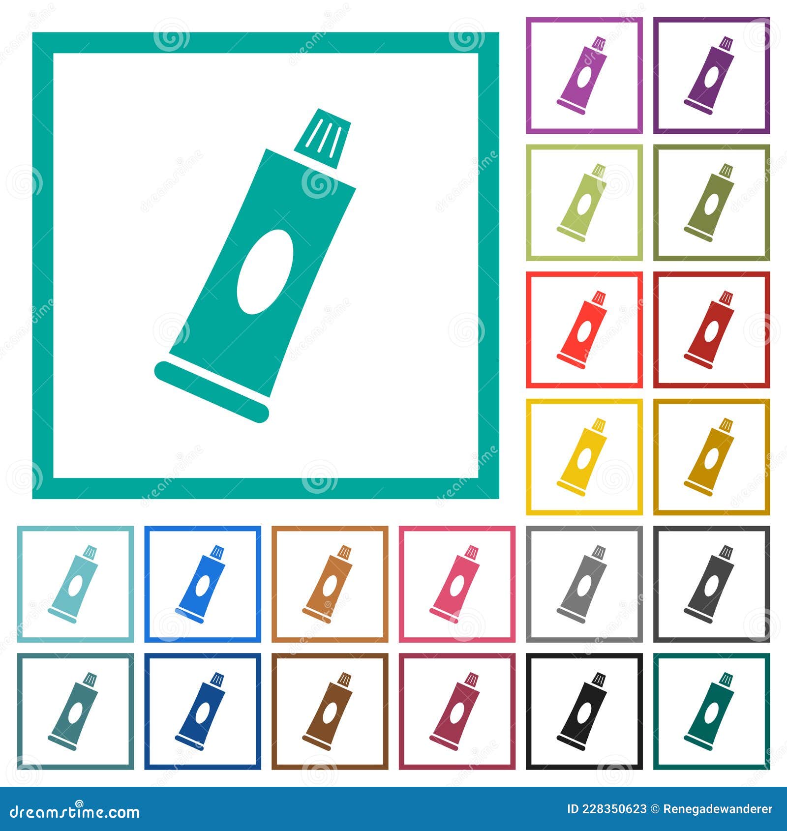 Toothpaste Tube Flat Color Icons with Quadrant Frames Stock Vector ...