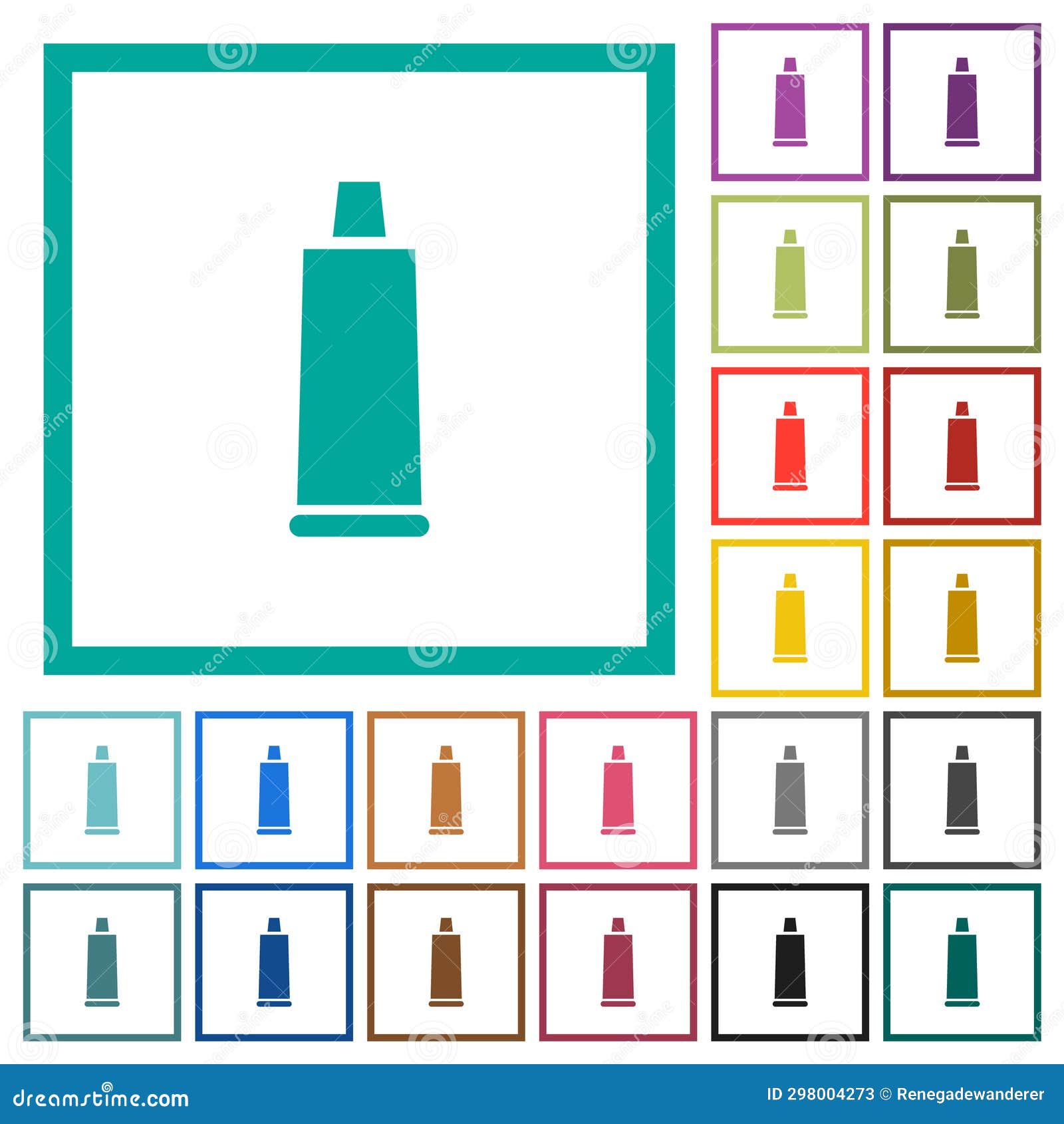 Toothpaste Tube Flat Color Icons with Quadrant Frames Stock ...