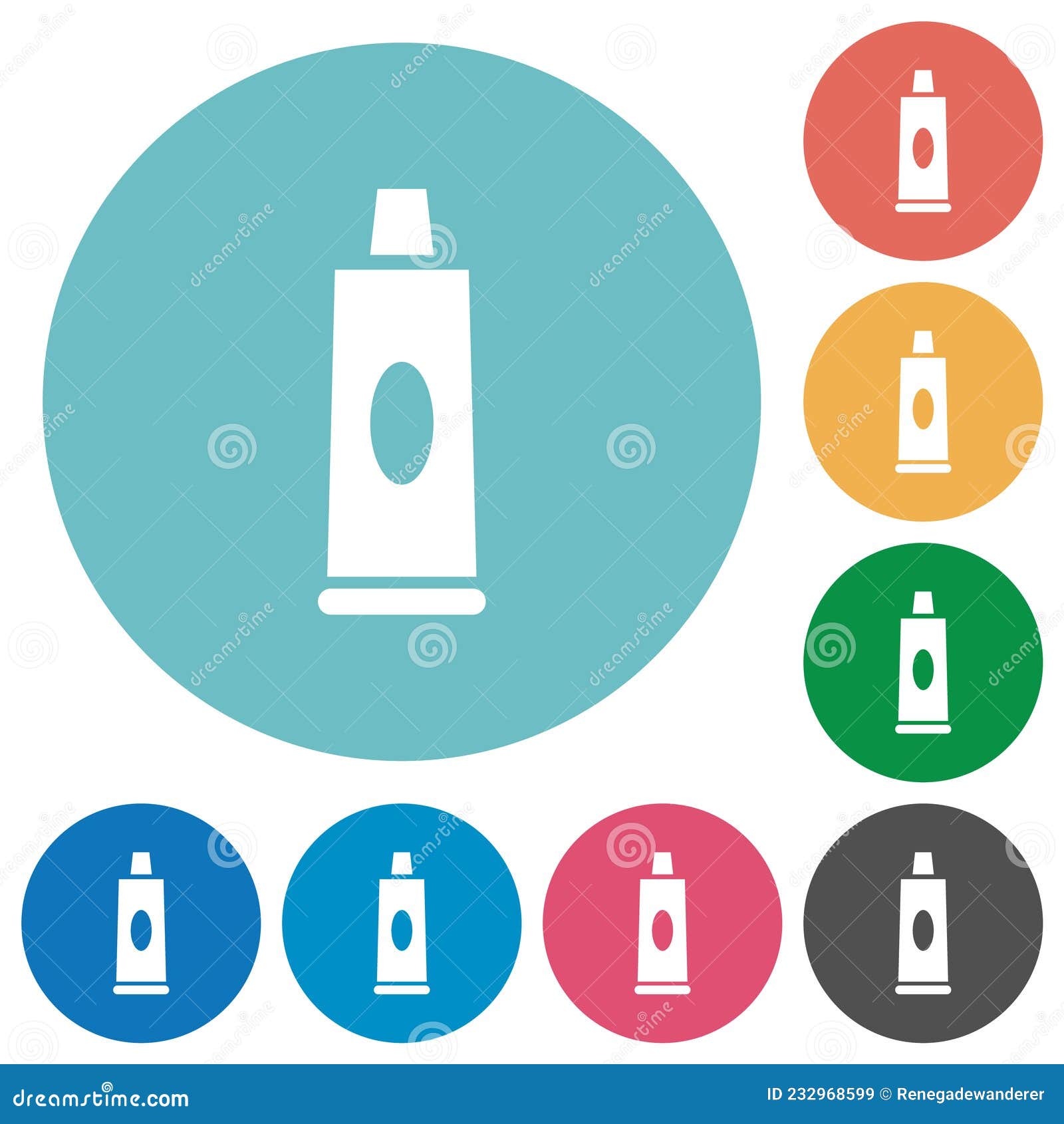 Toothpaste Tube Flat Round Icons Stock Vector - Illustration of glyph ...