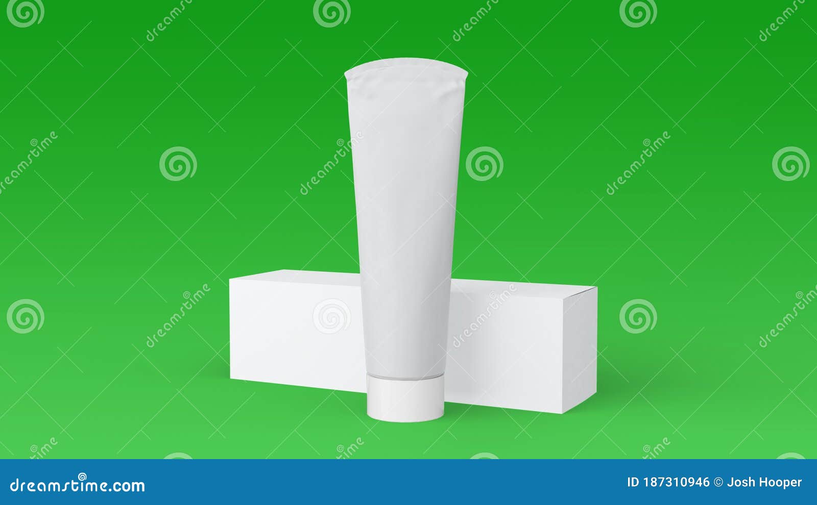Single Toothpaste Mockup on Green Background. 3D Rendering Stock ...