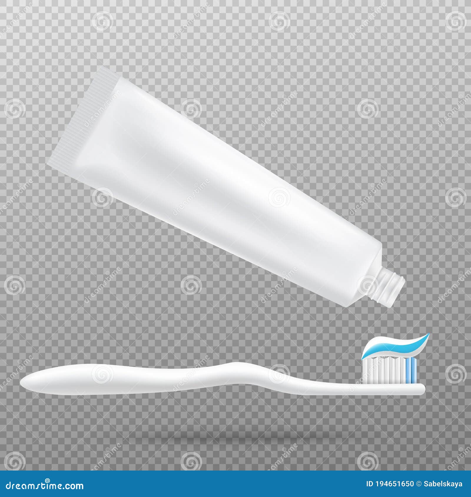 Toothpaste Tube with Paste on Toothbrush Realistic Vector Illustration ...