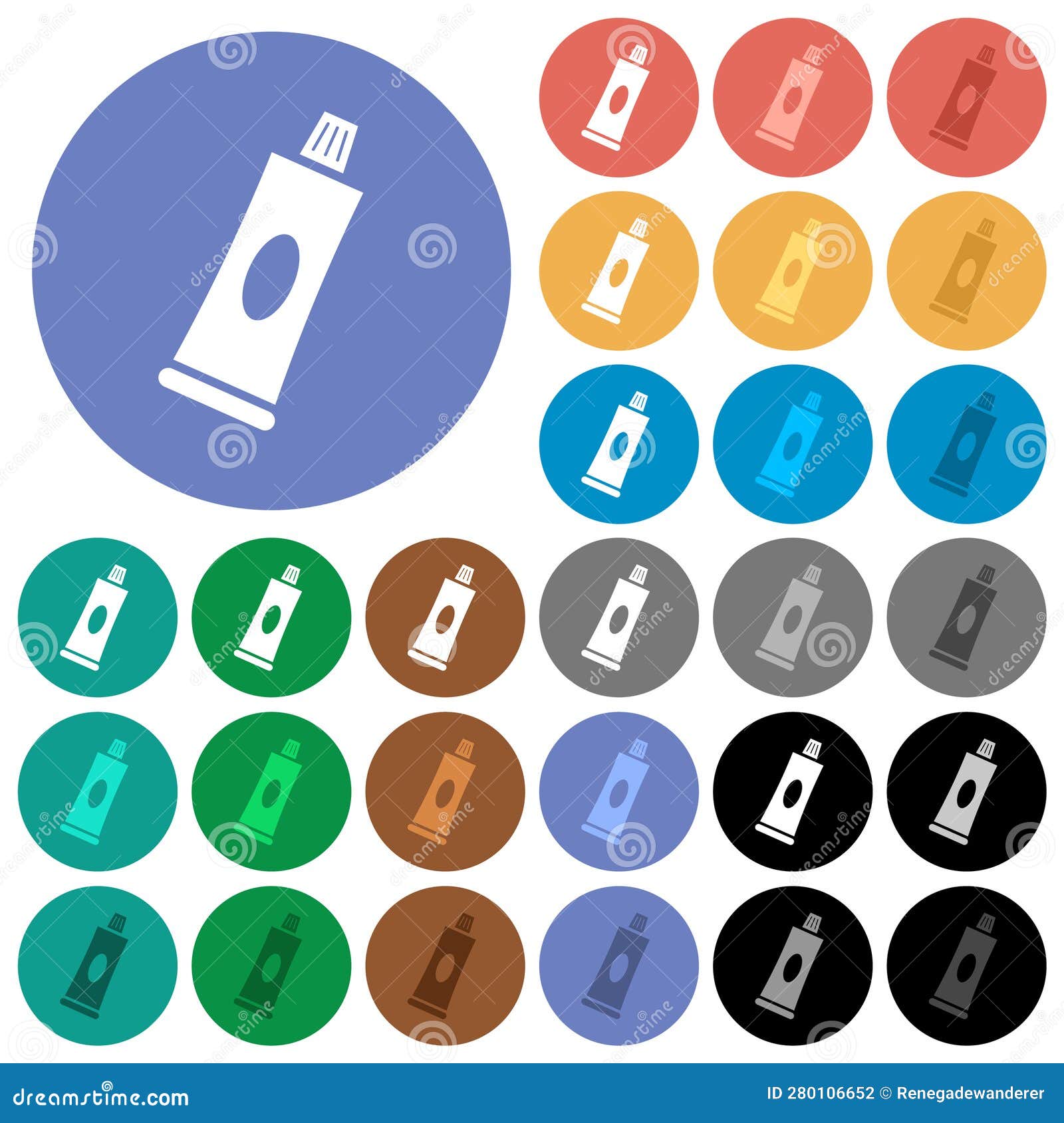 Toothpaste Tube Round Flat Multi Colored Icons Stock Vector ...
