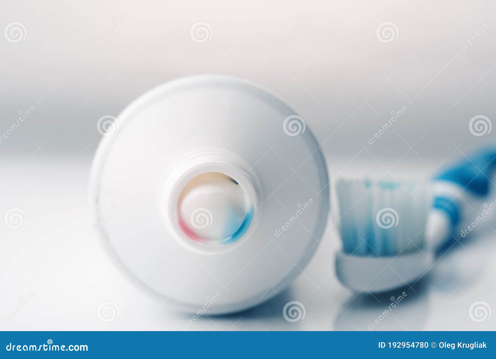 Toothpaste Tube and Toothbrush - Front View Stock Photo - Image of ...