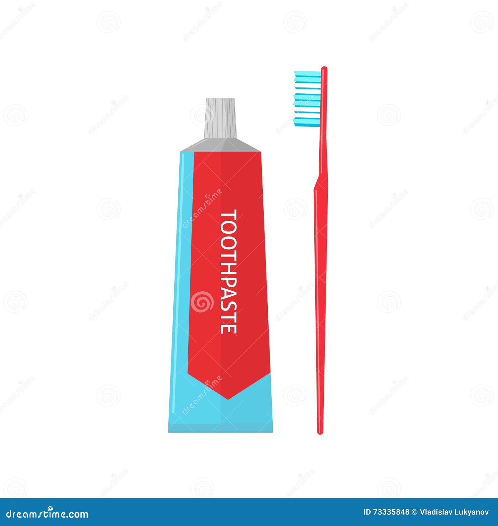 Toothpaste Tube and Toothbrush on White Background Vector Illustration ...