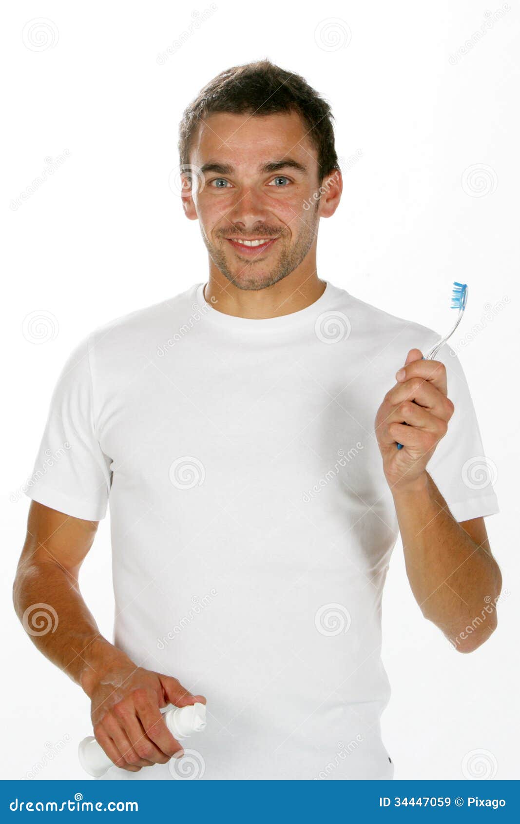Toothpaste stock image. Image of morning, hand, beauty - 34447059