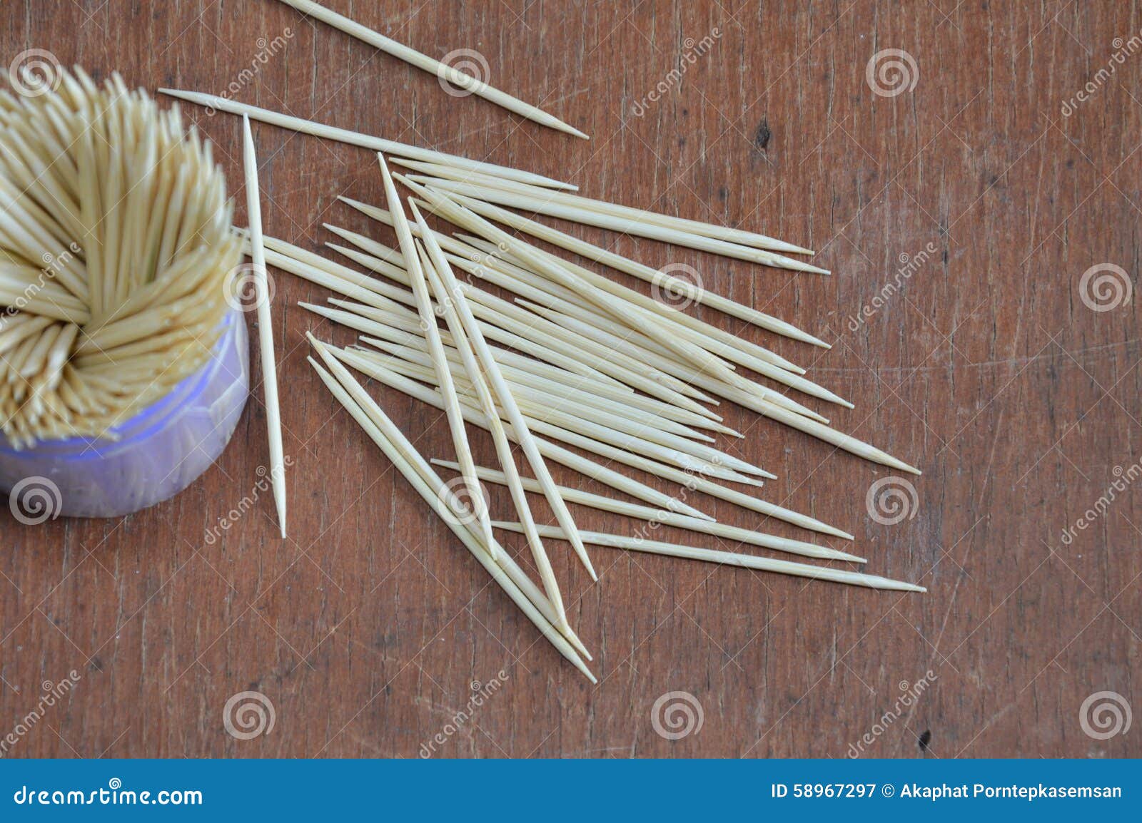 Toothpick in Box Container on Wood Table Stock Image - Image of pierce ...