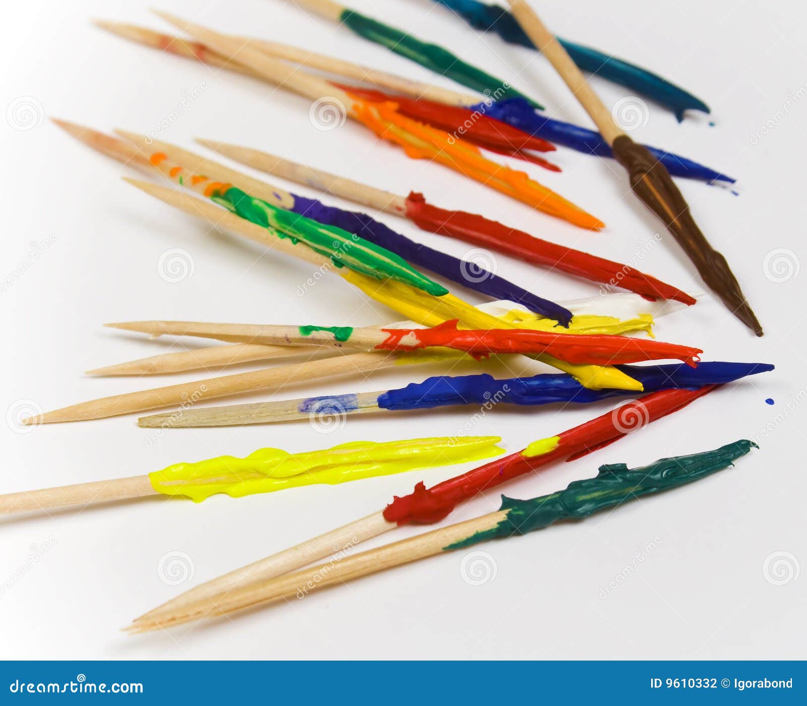 Toothpicks Covered in Paint Stock Photo - Image of objects, brown: 9610332