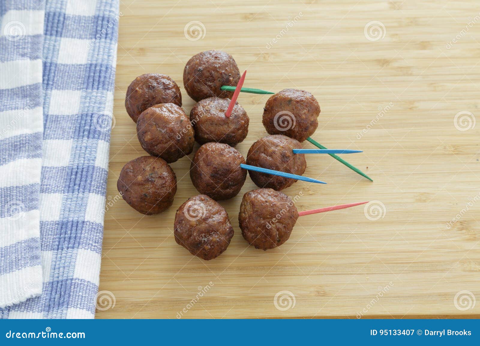 Toothpicks in Meatballs stock image. Image of meat, tasty - 95133407