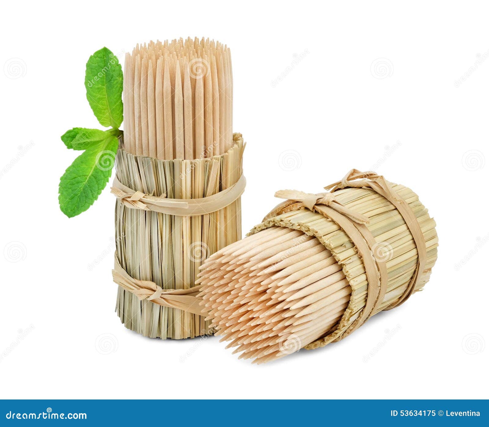 Toothpicks in Packs of Straw and a Mint. Stock Image - Image of care ...