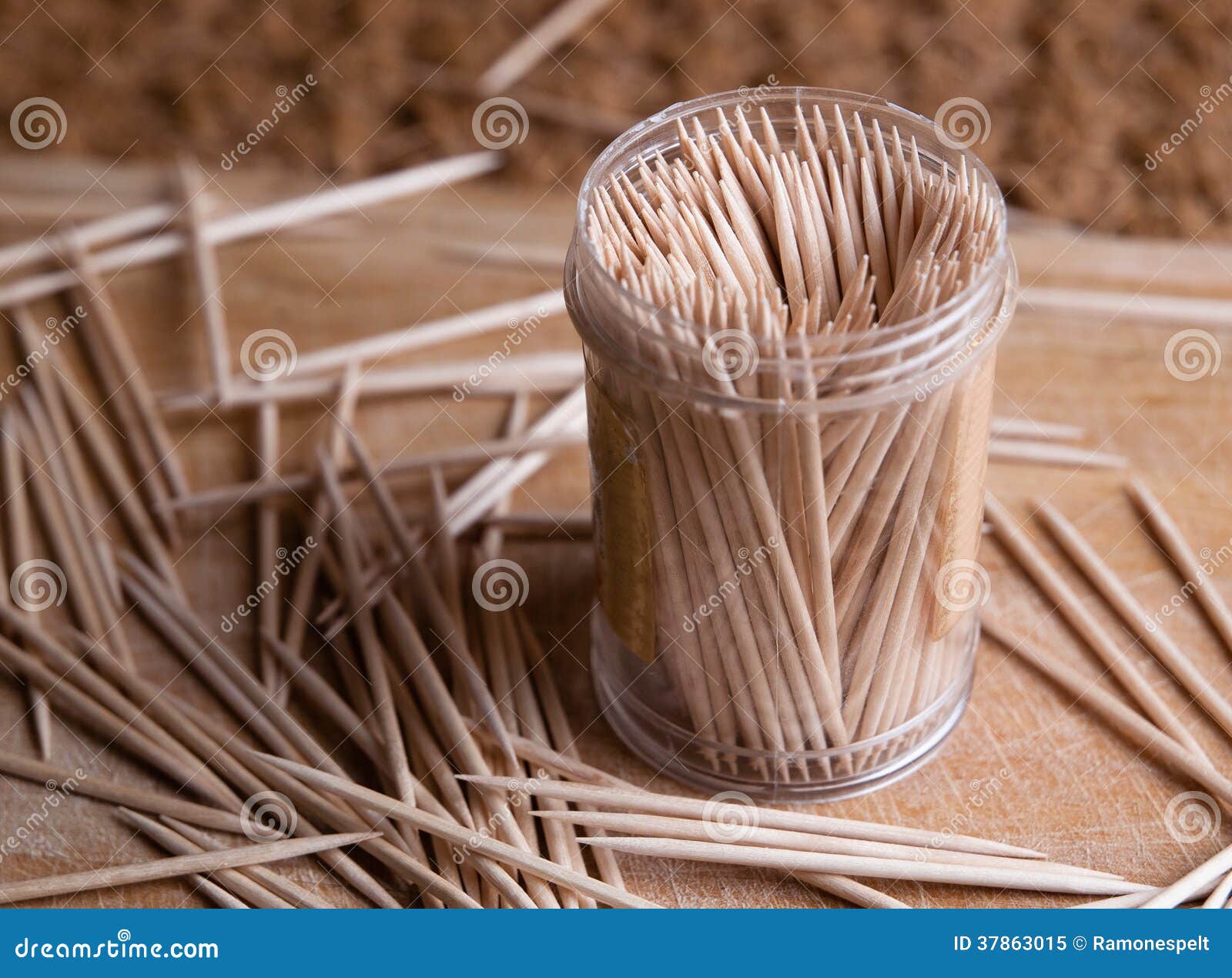 Toothpicks In Plastic Containers On A Blue Background Royalty-Free ...