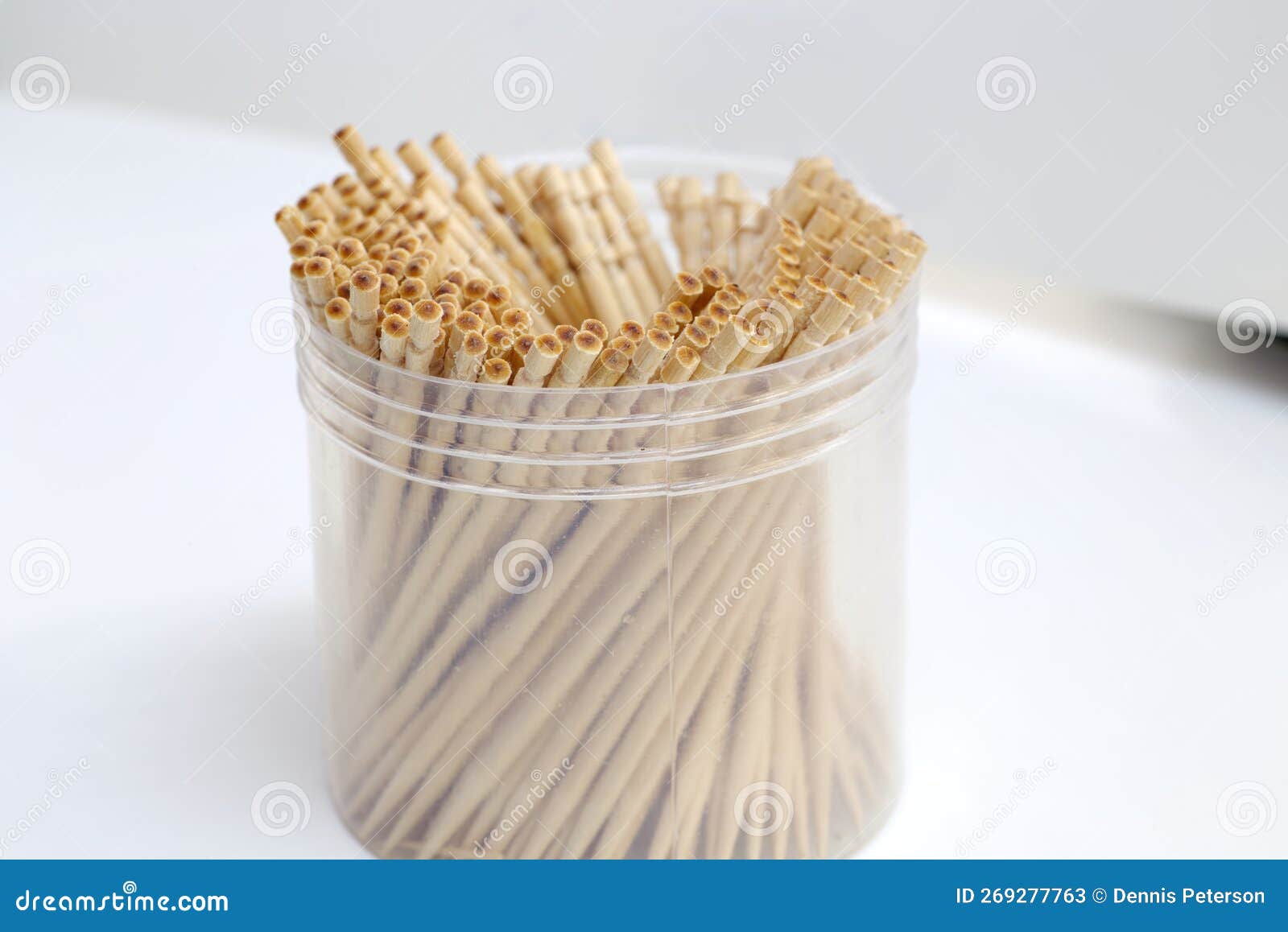 Toothpicks In Plastic Containers On A Blue Background Royalty-Free ...