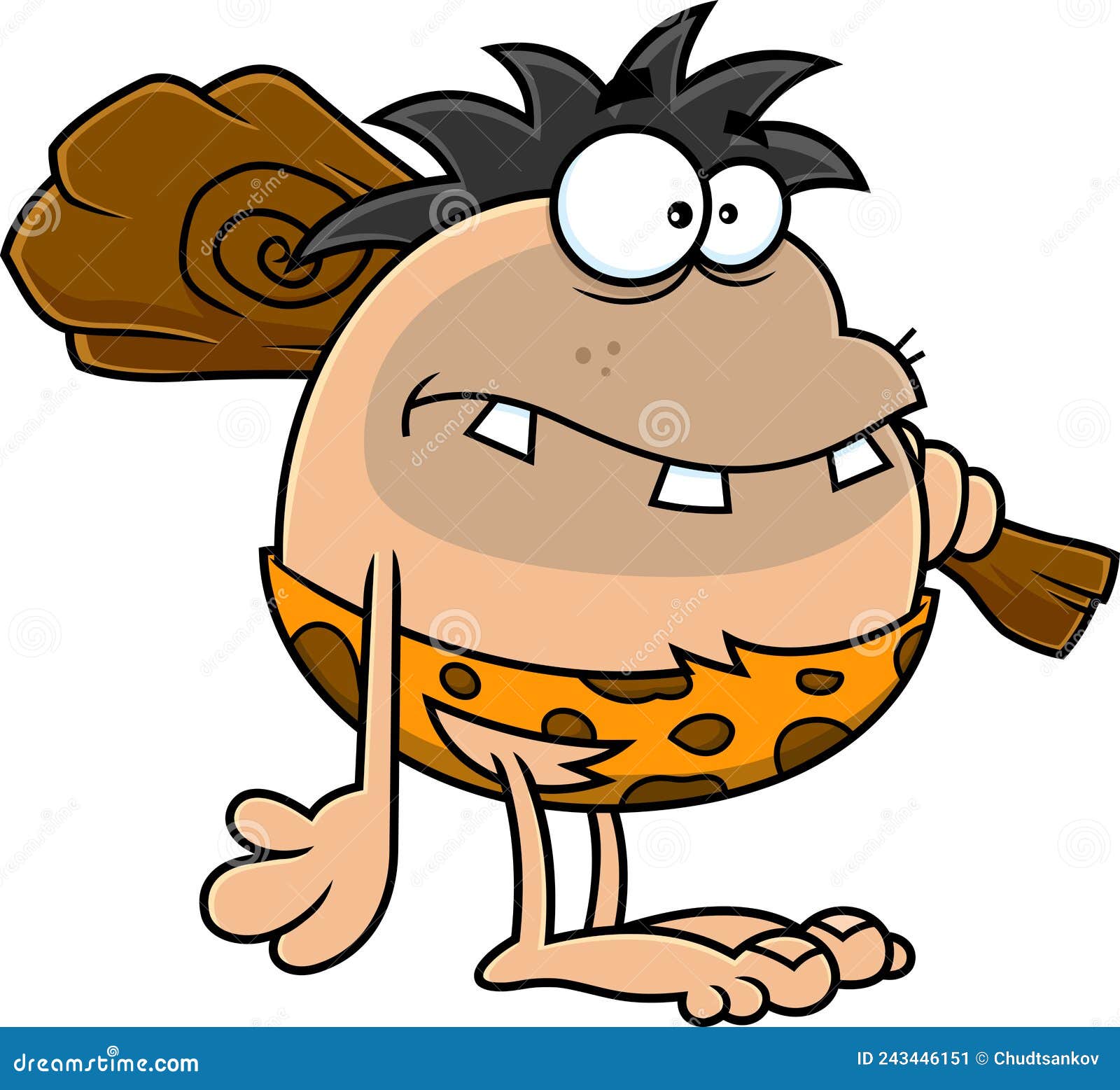 Toothy Caveman Cartoon Character with Club on His Shoulder Stock Vector ... Toothy Caveman Cartoon Character with Club on His Shoulder Stock Vector ...