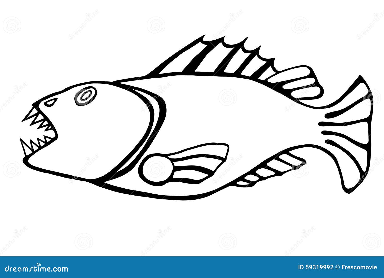 Toothy fish stock vector. Illustration of cook, drawn - 59319992