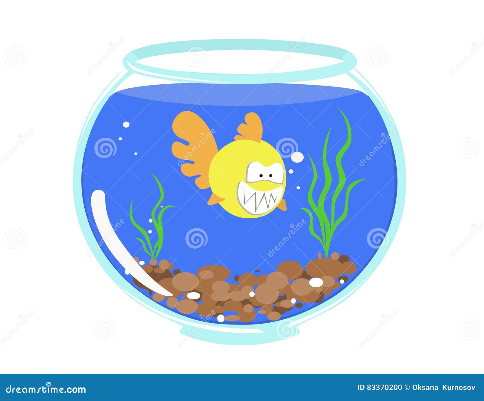 Toothy Goldfish In A Fishbowl Vector Illustration | CartoonDealer.com ...