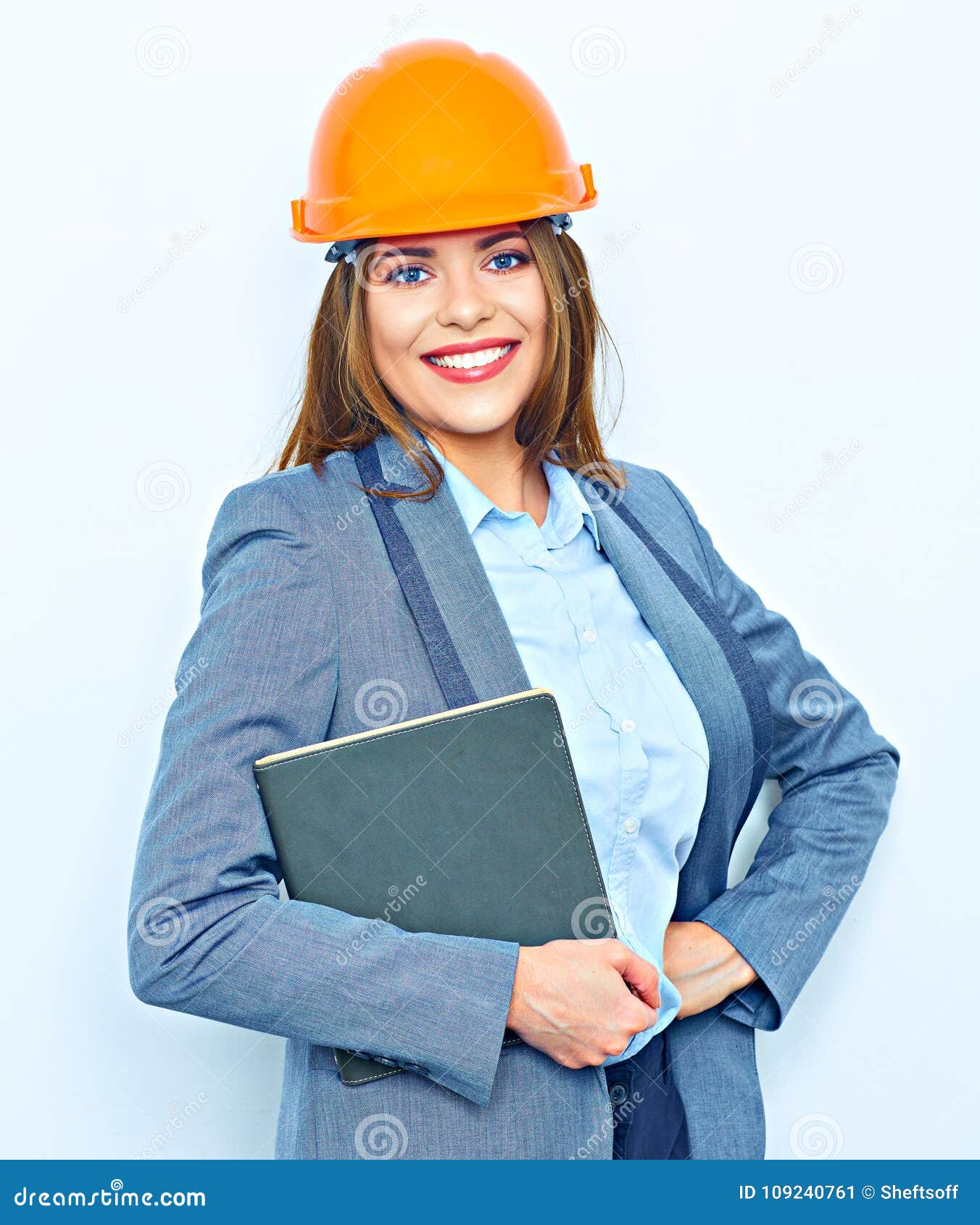 Toothy Smiling Business Woman Wearing a Building Helmet Stock Image ... Toothy Smiling Business Woman Wearing a Building Helmet Stock Image ...
