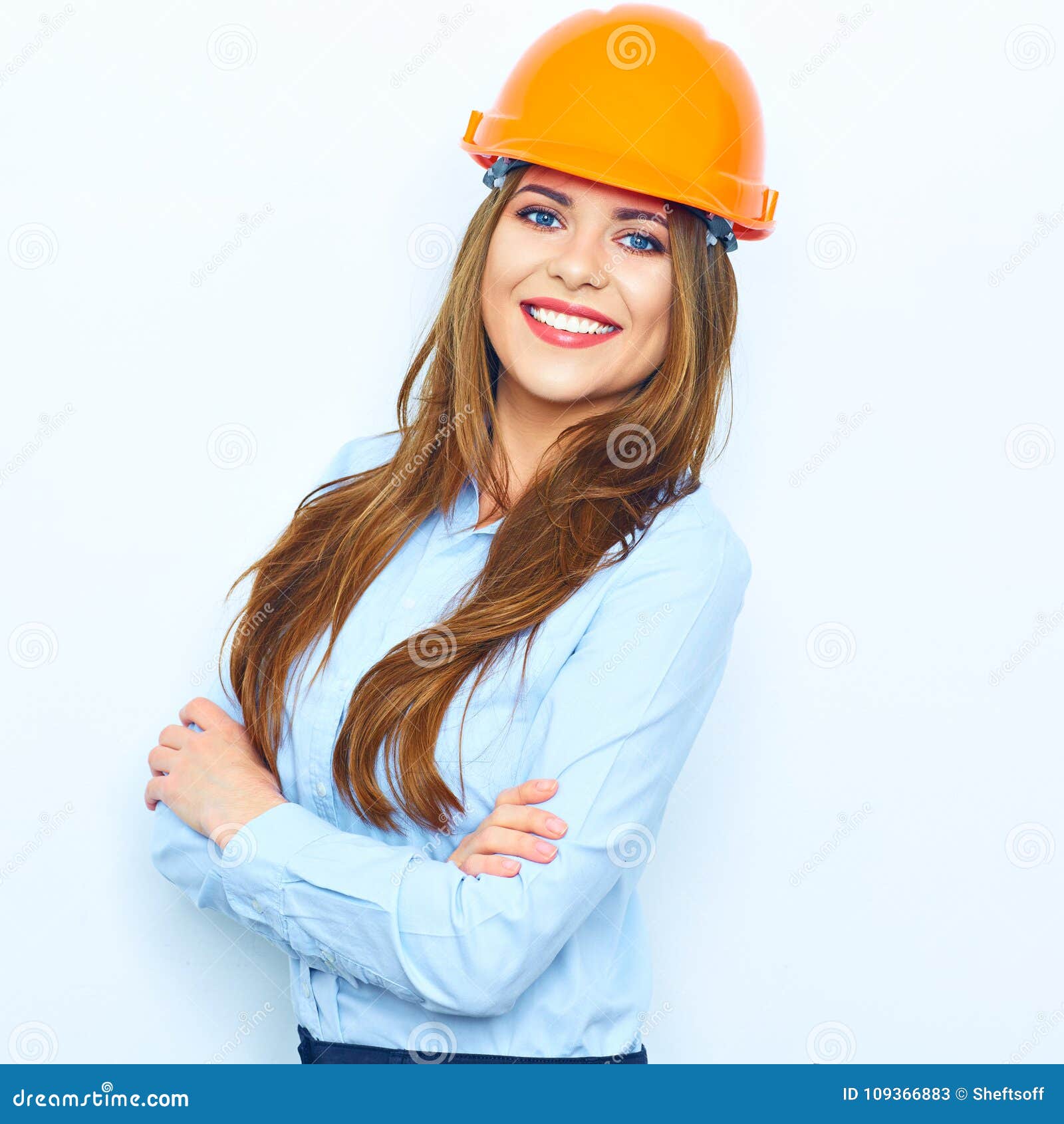 Toothy Smiling Business Woman Wearing a Building Helmet Stock Image ... Toothy Smiling Business Woman Wearing a Building Helmet Stock Image ...