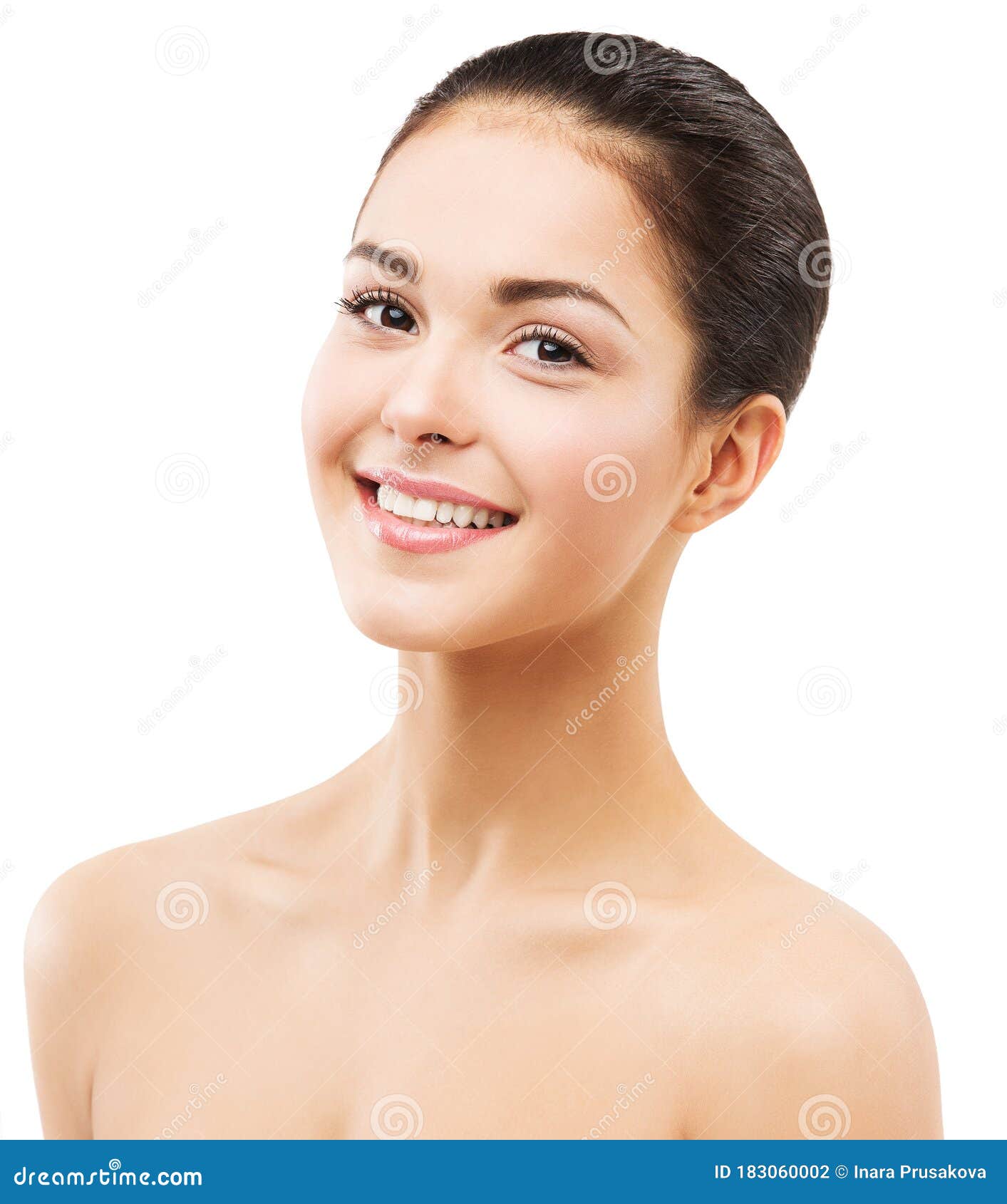 Toothy Smiling Woman Face, Natural Beauty Makeup and Skin Care, Happy ... Toothy Smiling Woman Face, Natural Beauty Makeup and Skin Care, Happy ...