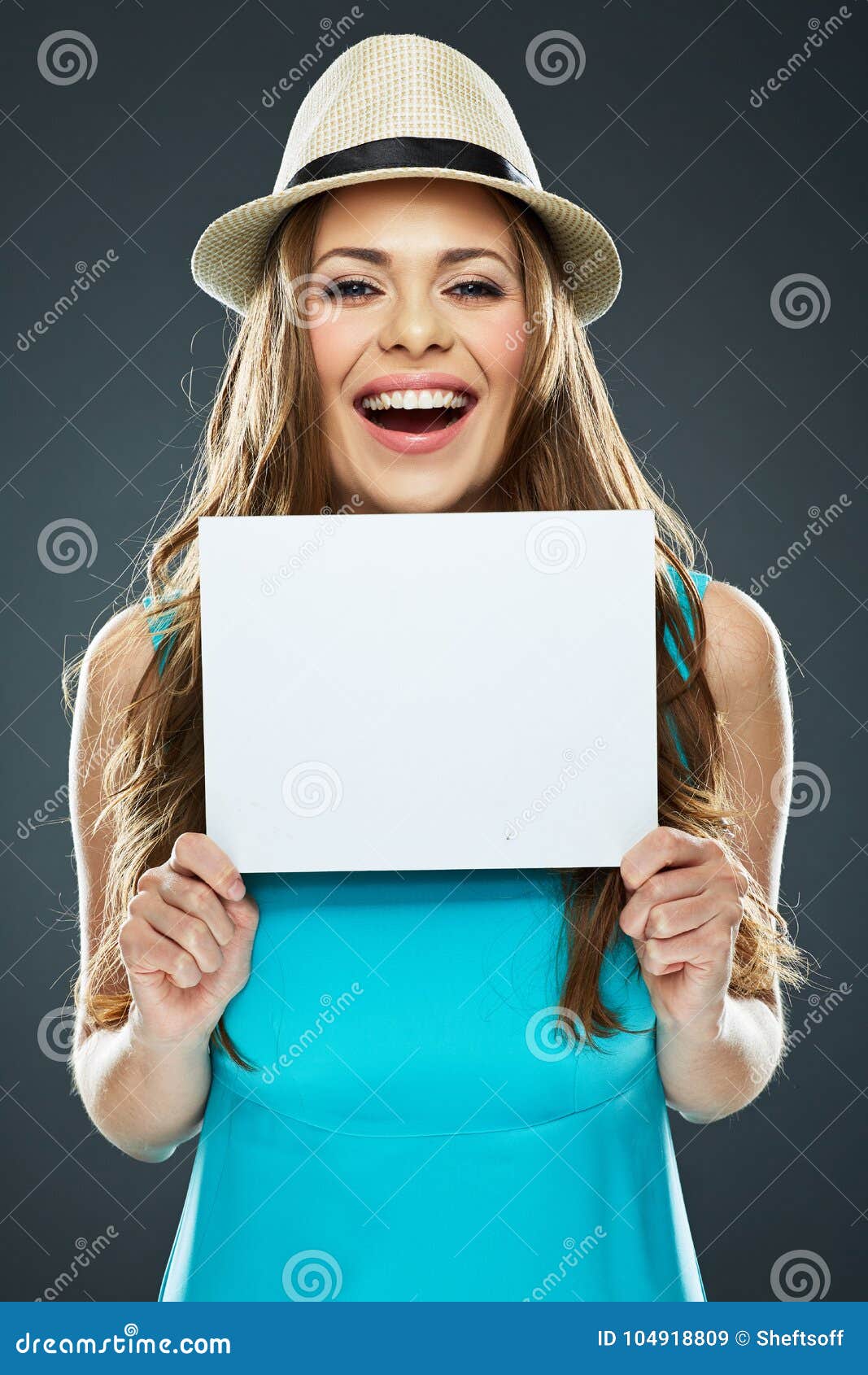 Toothy Smiling Woman Hold White Advertising Banner Stock Image - Image ... Toothy Smiling Woman Hold White Advertising Banner Stock Image - Image ...