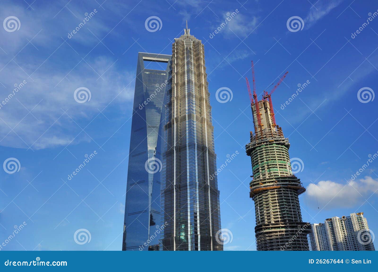 The Top 3 Highest Buildings in Shanghai Stock Photo - Image of curtain ...
