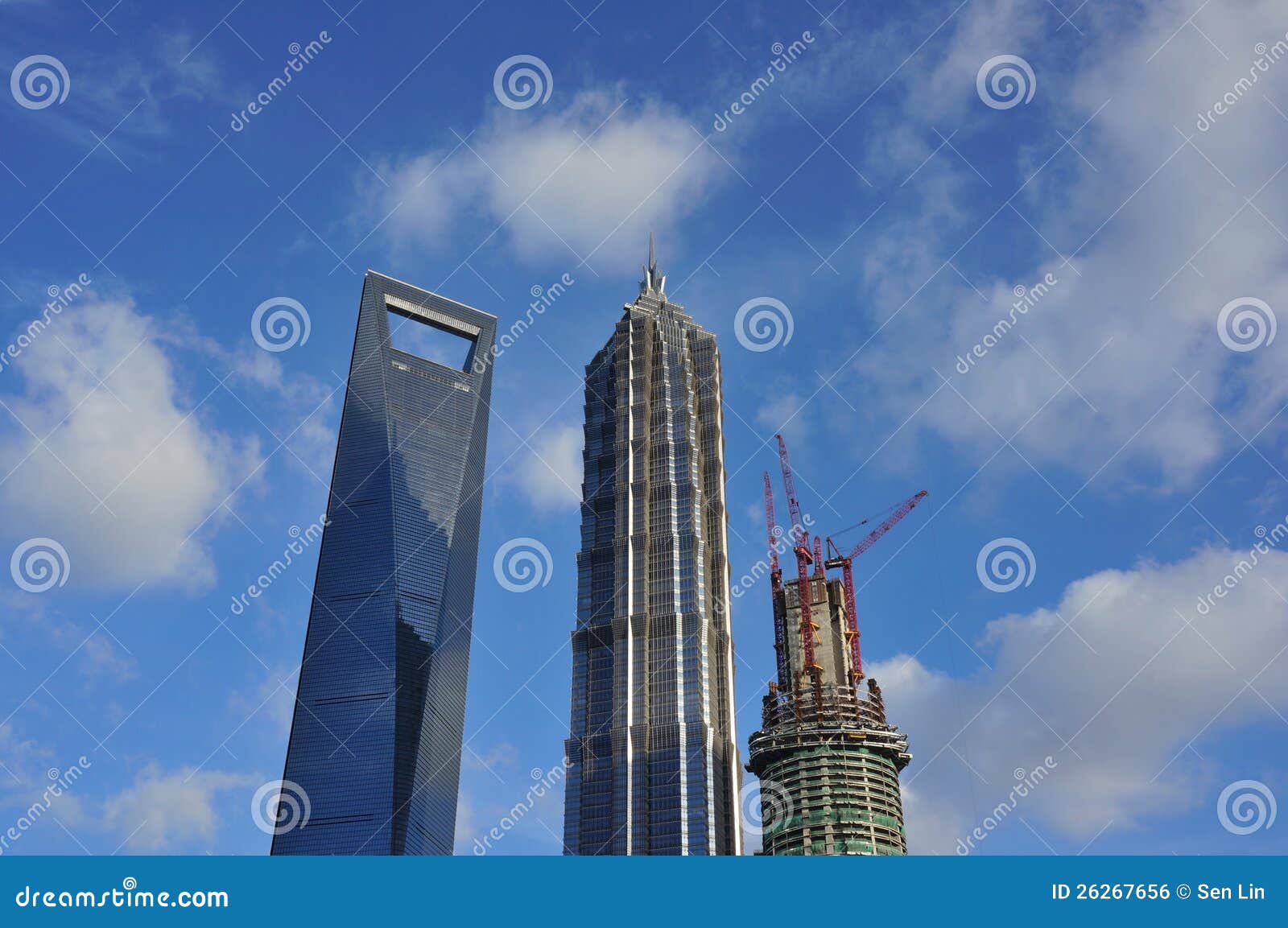 The Top 3 Highest Buildings in Shanghai Stock Photo - Image of blue ...