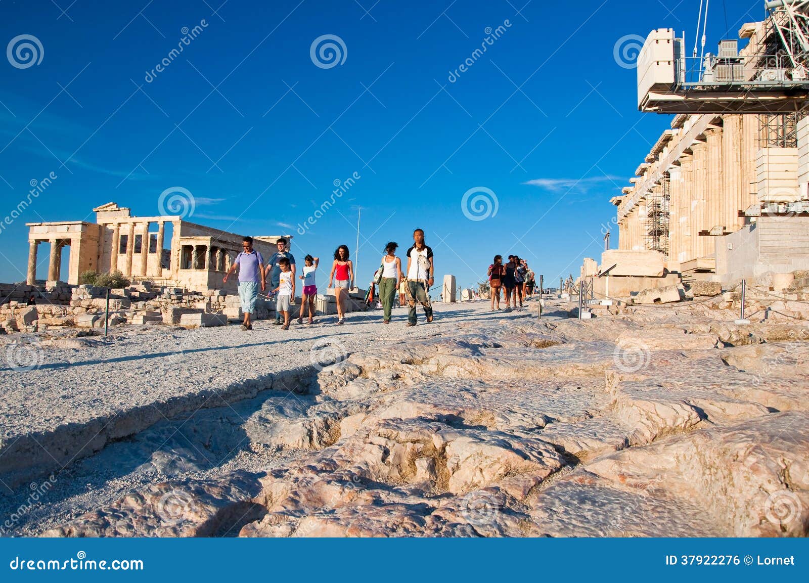 The Top of the Acropolis of Athens on July 1, 2013 in Greece. Editorial ...