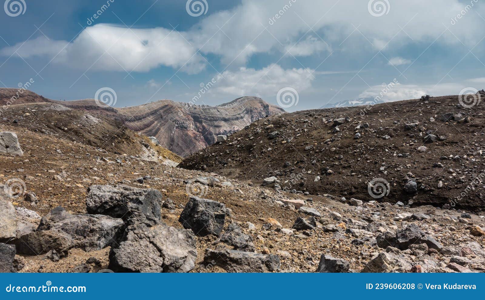 The Top of an Active Volcano. Rocky Soil is Visible Stock Photo - Image ...