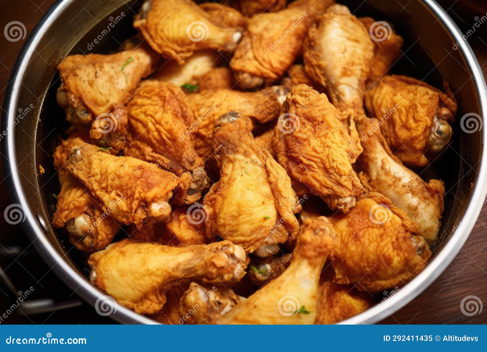 Top Angle Shot of Fried Chicken Pieces in a Pan Stock Image - Image of ...