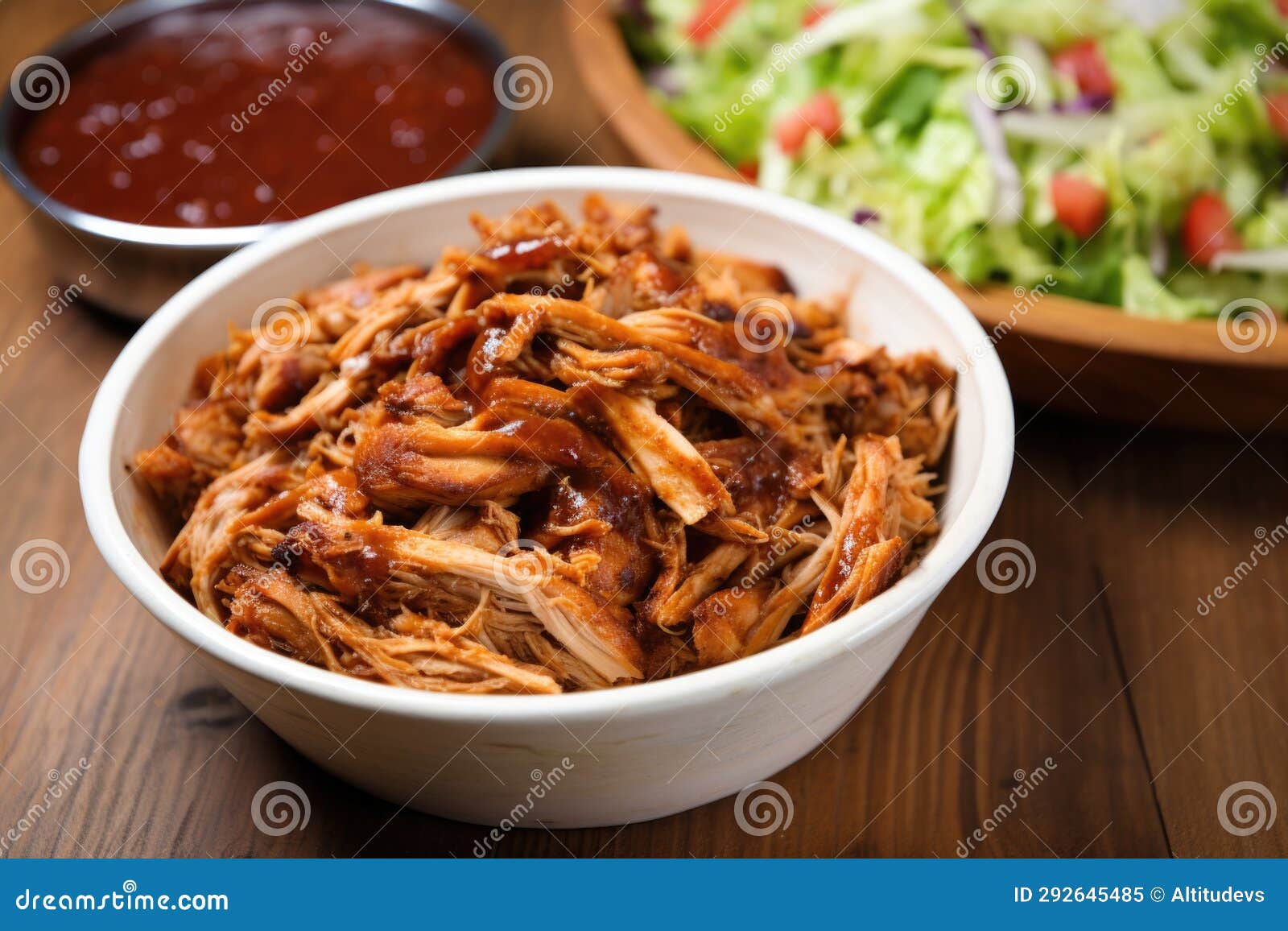 Top-angle Shot: Pulled Chicken with Fresh Lettuce and Bourbon Bbq Sauce ...