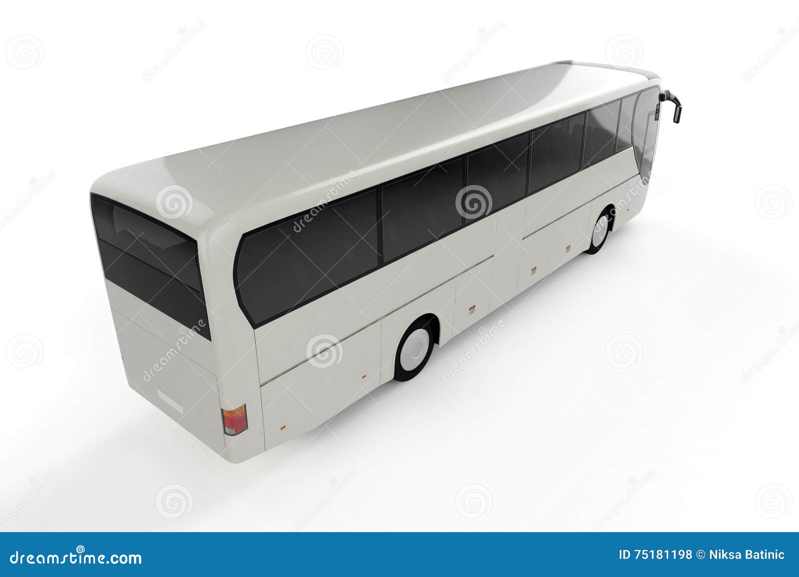 Top Back Perspective View on White City Bus - Background Stock ...