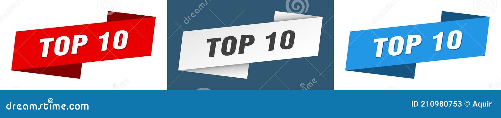 Top 10 Banner. Top 10 Ribbon Label Sign Set Stock Vector - Illustration ...