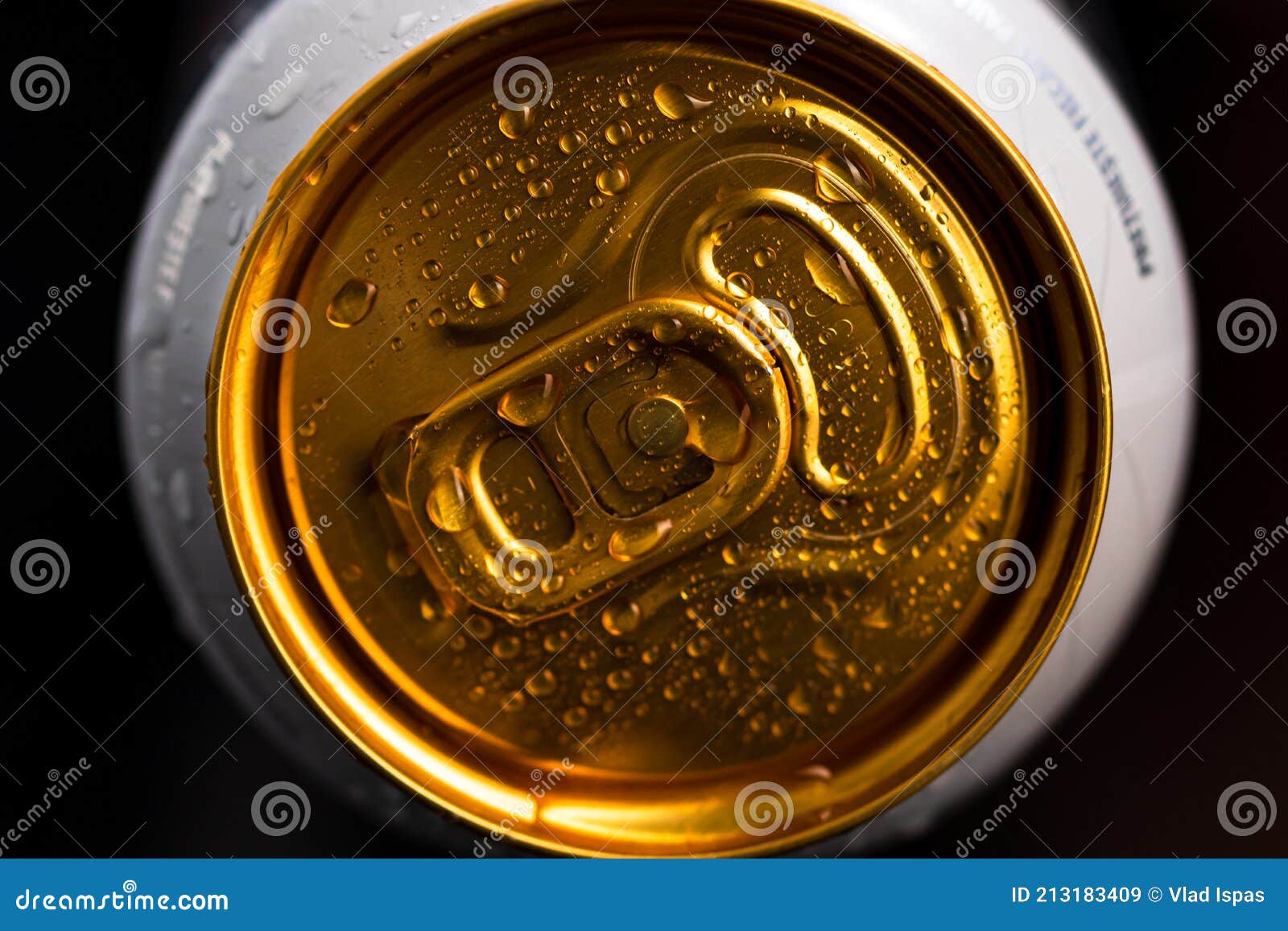 Top of Beer Can with Condensation Water Droplets Isolated Stock Image ...