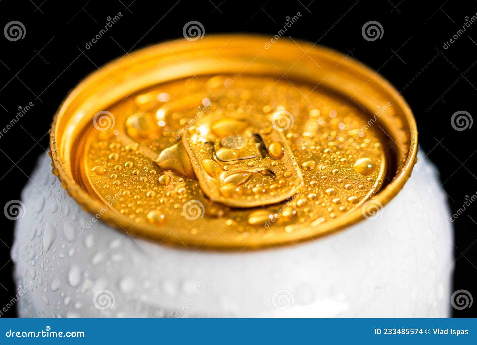 Top of Beer Can with Condensation Water Droplets Isolated Stock Photo ...