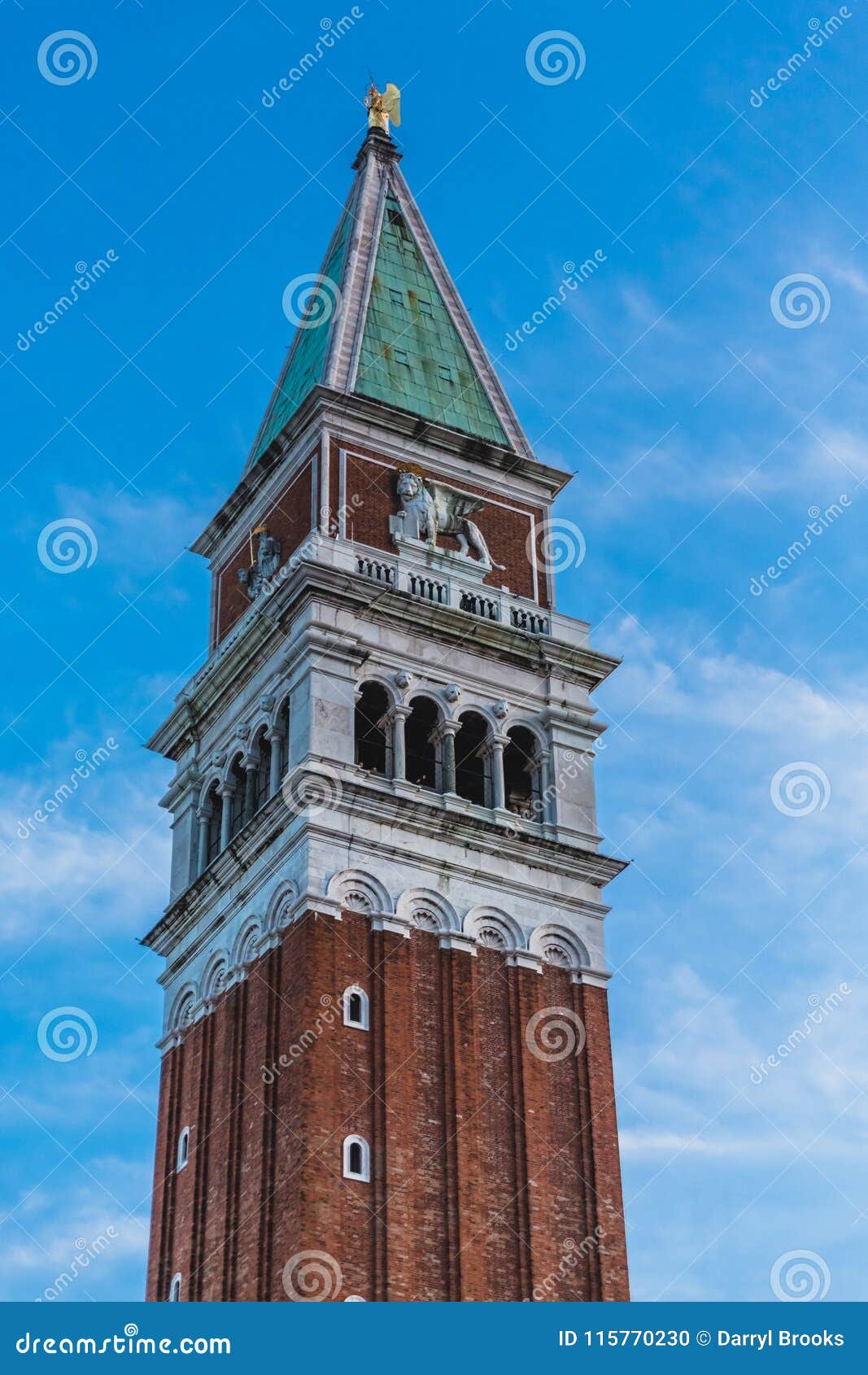 Top of Bell Tower in Saint Marks Square Stock Photo - Image of church ...