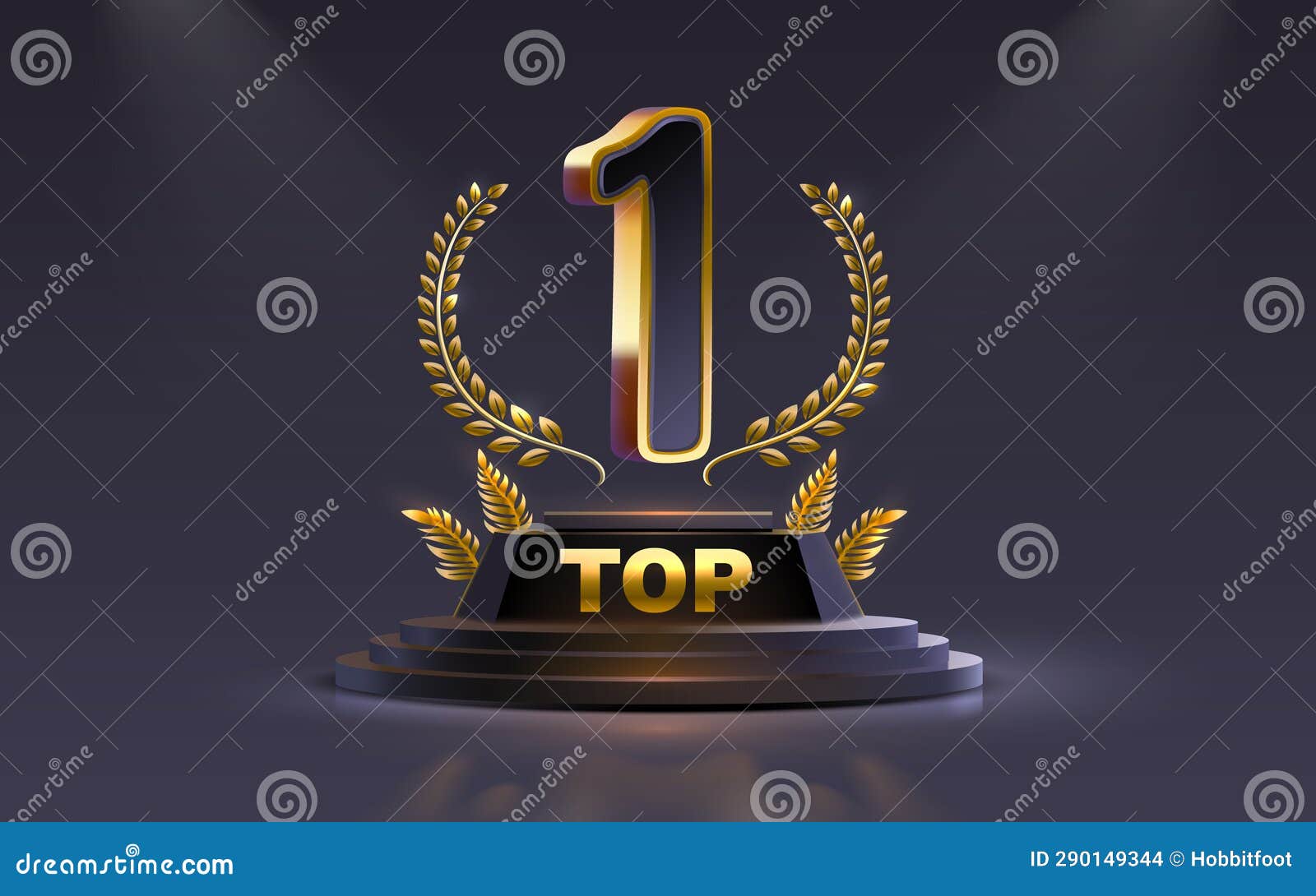 Top 1 Best Podium Award Sign, Golden Object. Vector Illustration Stock ...