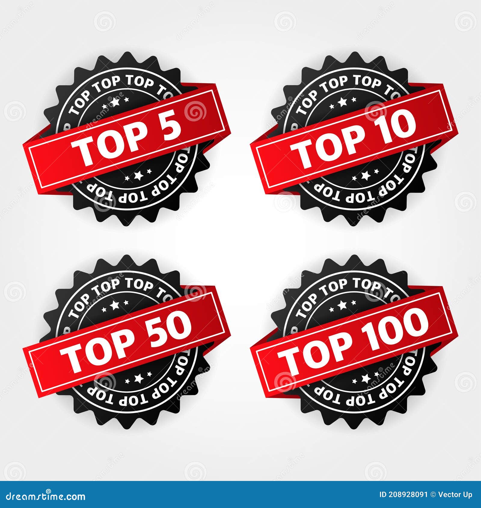 Top 5, 10, 50, 100. Best Ten List on White Background. Stock Vector ...