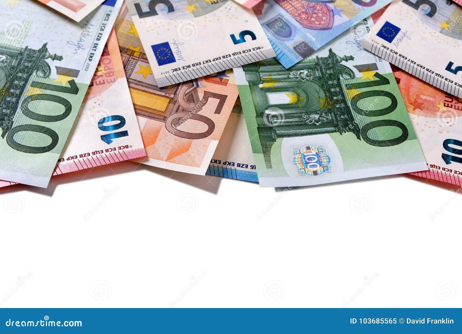 Top Border Euro Money Notes on White Stock Image - Image of border ...