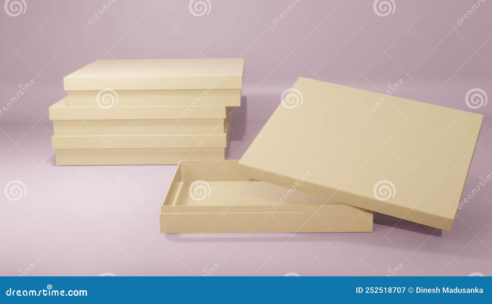 Top and Bottom Cartoon Box Mock Up 3d Image Stock Illustration ...