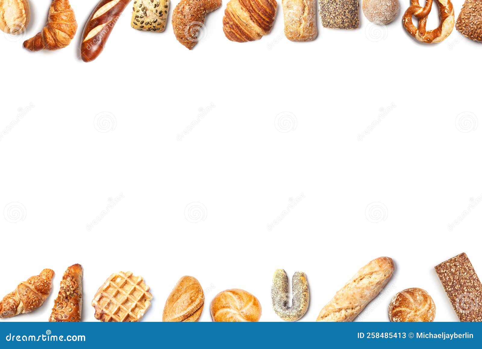 Top and Bottom Row Frame of Bread Variations Stock Image - Image of ...
