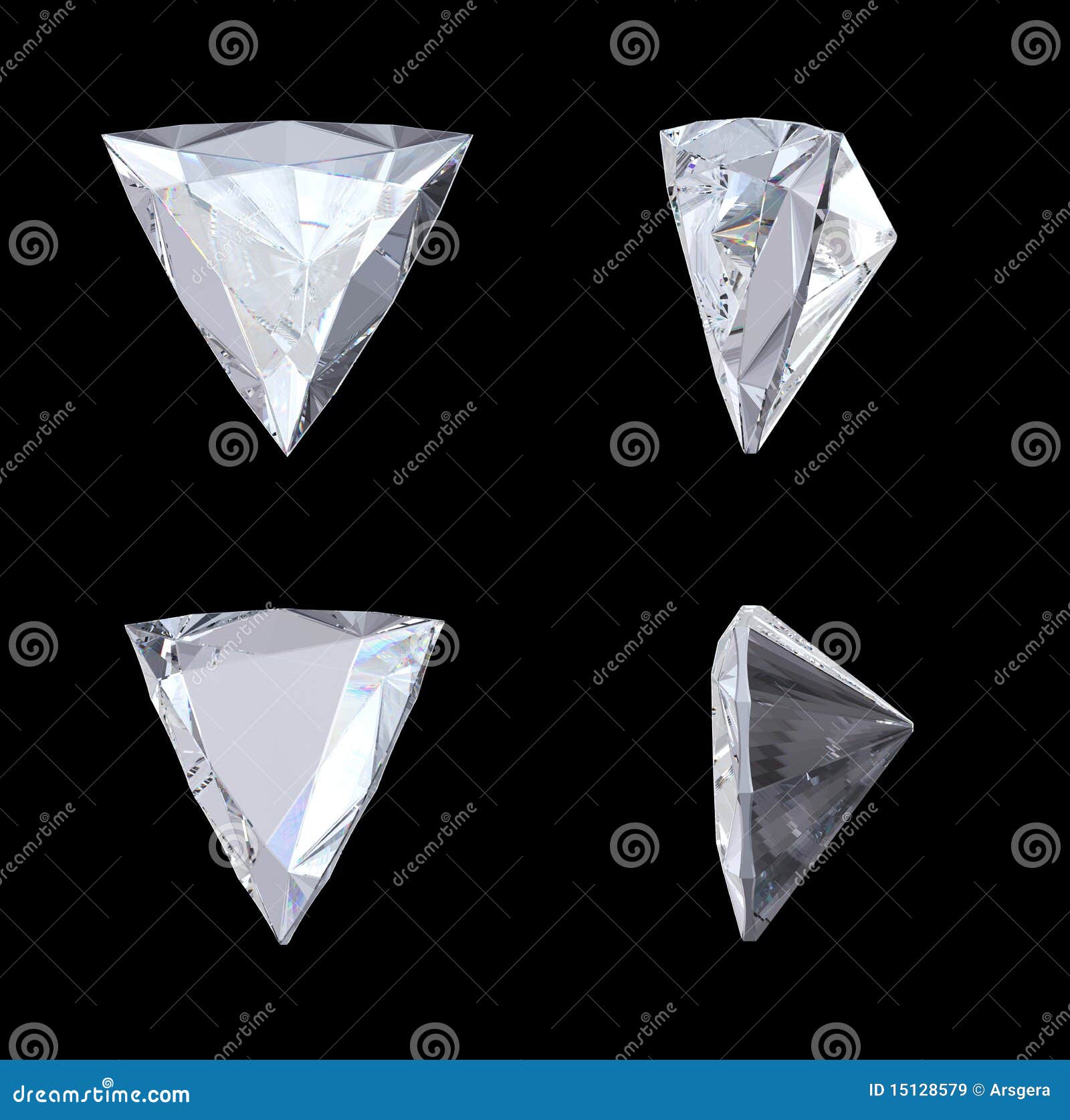 Top, Bottom and Side Views of Trillion Diamond Stock Illustration ...