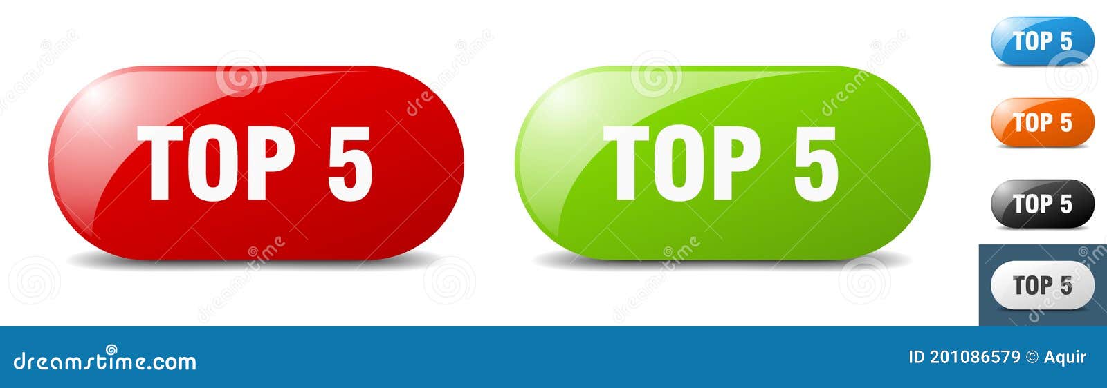 Top 5 Button. Key. Sign. Push Button Set Stock Vector - Illustration of ...