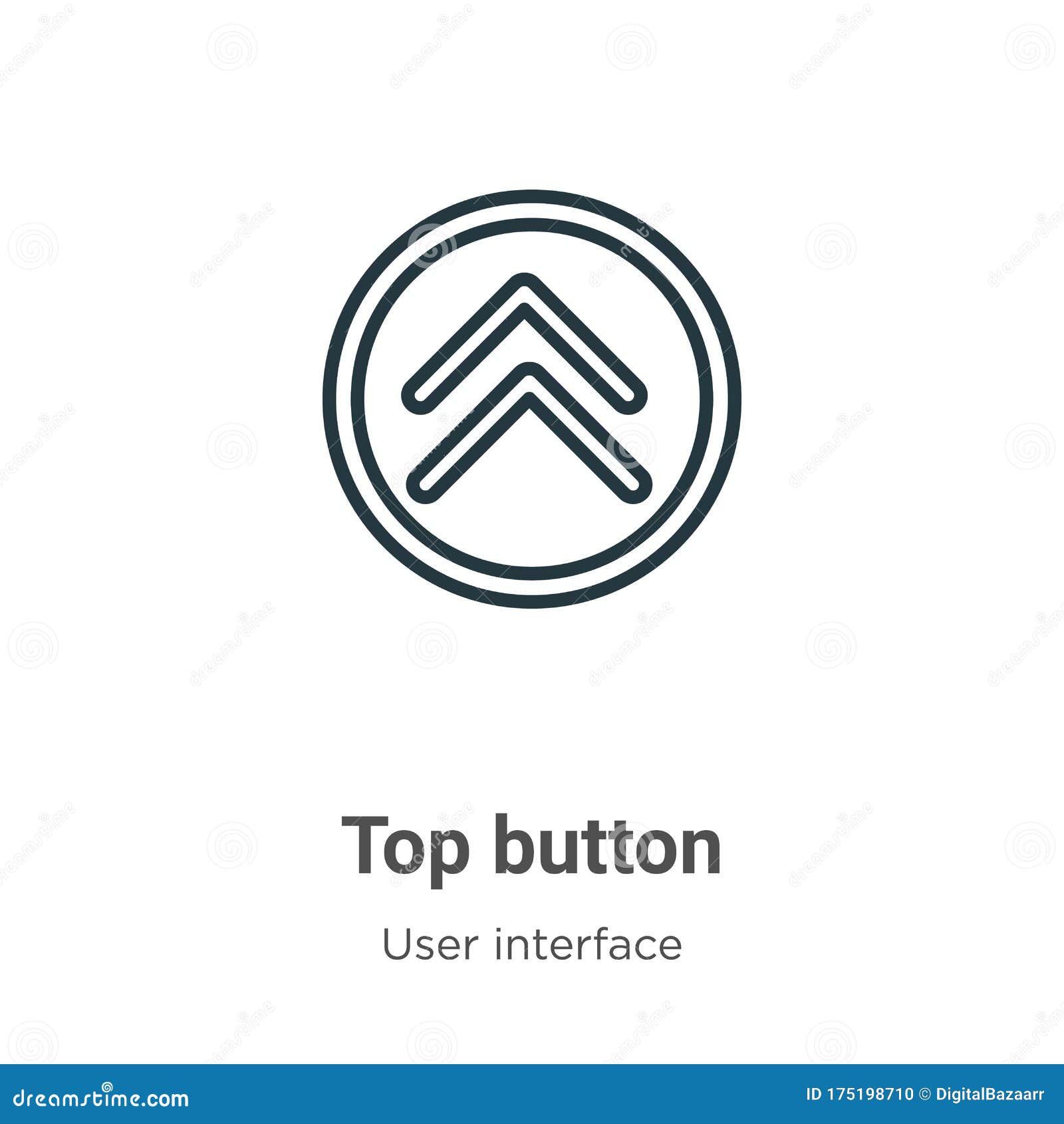 Top Button Outline Vector Icon. Thin Line Black Top Button Icon, Flat ...