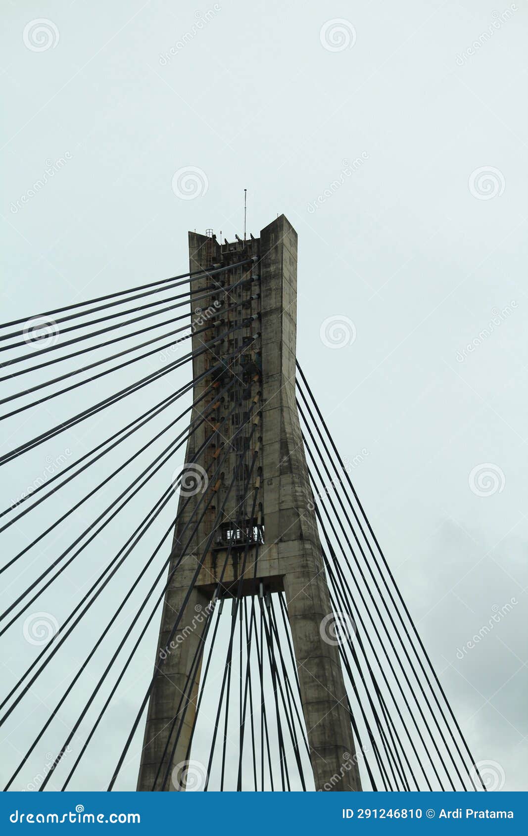 The Top of the Cable Stayed Bridge Pillar. Stock Photo - Image of ...