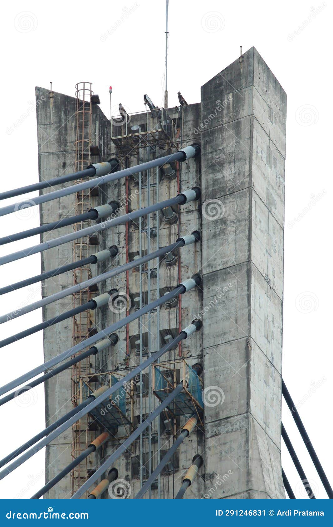 The Top of the Cable Stayed Bridge Pillar. Stock Image - Image of ...
